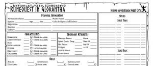 RuneQuest in Glorantha Character Sheet – Basic Roleplaying . Net