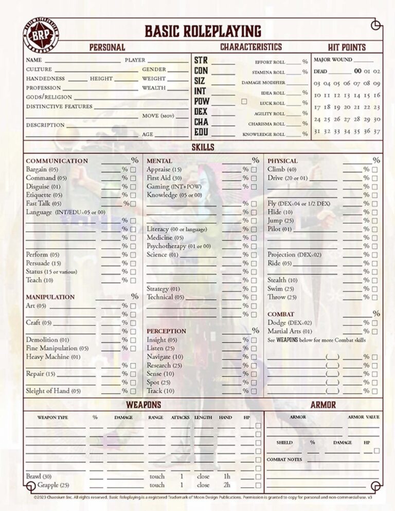 BRP Sheet – Basic Roleplaying . Net